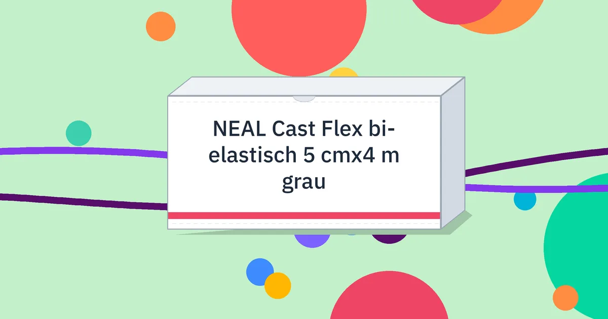 Symbolbild: Packung mit der Aufschrift NEAL Cast Flex bi-elastisch 5 cmx4 m grau (PZN 18796761) – Verfügbarkeit und Bezug in Apotheken in Frankfurt am Main