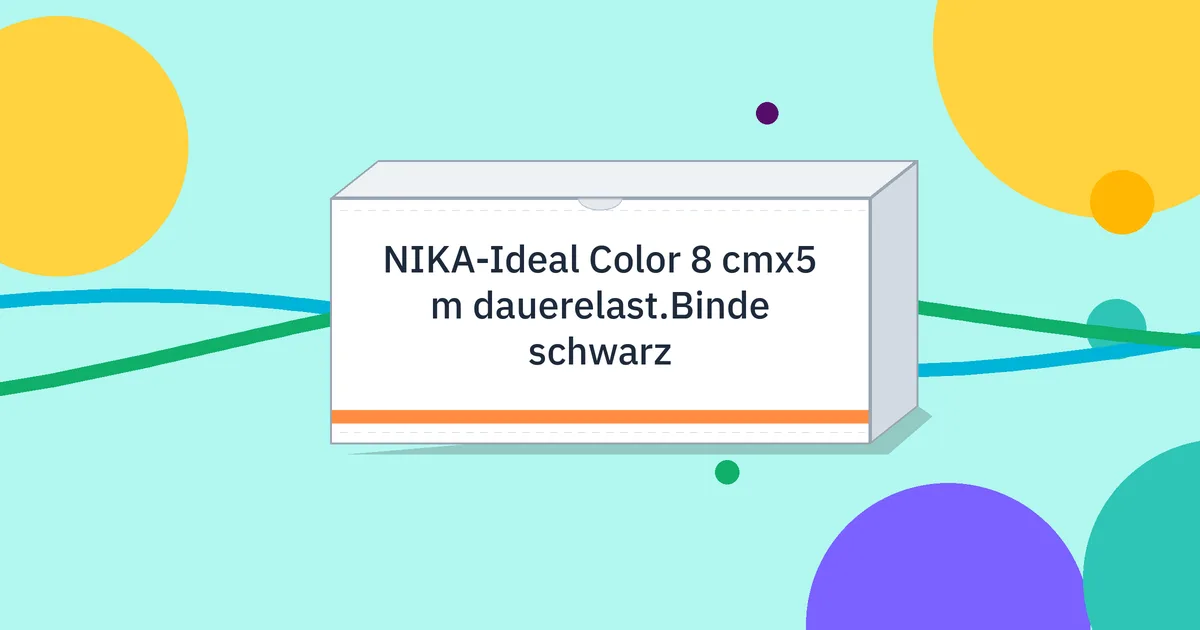 Symbolbild: Packung mit der Aufschrift NIKA-Ideal Color 8 cmx5 m dauerelast.Binde schwarz (PZN 14236120) – Verfügbarkeit und Bezug in Apotheken in Frankfurt am Main