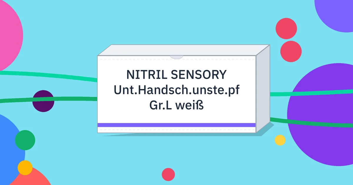 Symbolbild: Packung mit der Aufschrift NITRIL SENSORY Unt.Handsch.unste.pf Gr.L weiß (PZN 14272280) – Verfügbarkeit und Bezug in Apotheken in Frankfurt am Main
