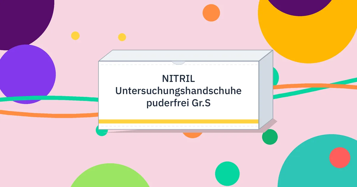 Symbolbild: Packung mit der Aufschrift NITRIL Untersuchungshandschuhe puderfrei Gr.S (PZN 10076056) – Verfügbarkeit und Bezug in Apotheken in Frankfurt am Main