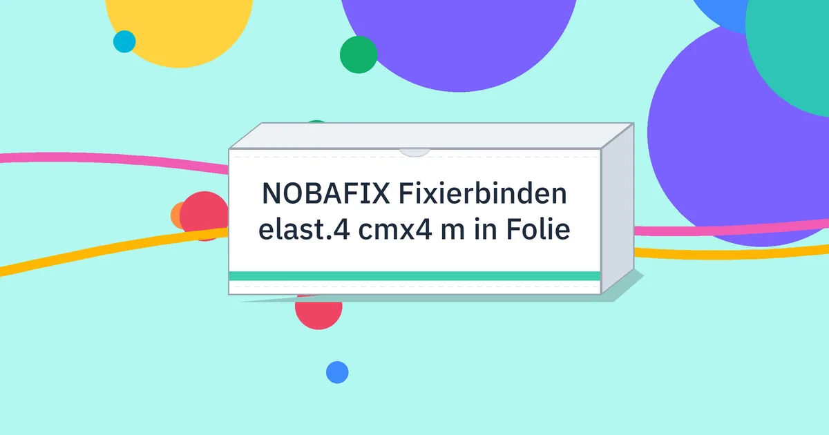 Symbolbild: Packung mit der Aufschrift NOBAFIX Fixierbinden elast.4 cmx4 m in Folie (PZN 16028118) – Verfügbarkeit und Bezug in Apotheken in Frankfurt am Main