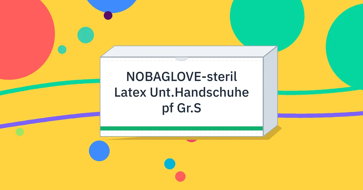 Symbolbild: Packung mit der Aufschrift NOBAGLOVE-steril Latex Unt.Handschuhe pf Gr.S (PZN 00036512) – Verfügbarkeit und Bezug in Apotheken in Frankfurt am Main