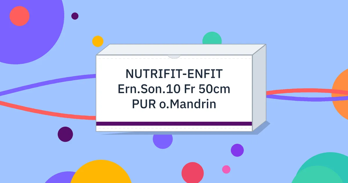 Symbolbild: Packung mit der Aufschrift NUTRIFIT-ENFIT Ern.Son.10 Fr 50cm PUR o.Mandrin (PZN 14173715) – Verfügbarkeit und Bezug in Apotheken in Frankfurt am Main