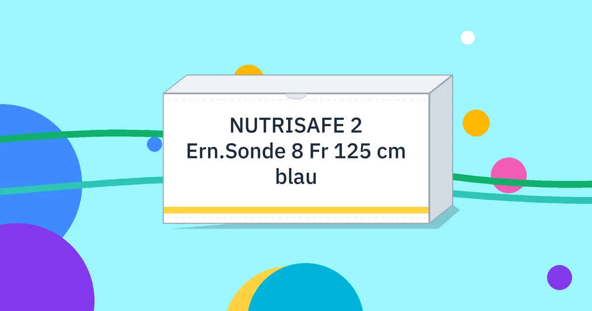 Symbolbild: Packung mit der Aufschrift NUTRISAFE 2 Ern.Sonde 8 Fr 125 cm blau (PZN 06847571) – Verfügbarkeit und Bezug in Apotheken in Frankfurt am Main