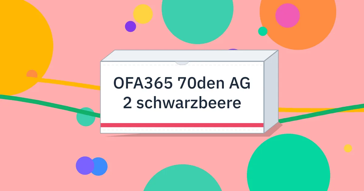Symbolbild: Packung mit der Aufschrift OFA365 70den AG 2 schwarzbeere (PZN 16722178) – Verfügbarkeit und Bezug in Apotheken in Frankfurt am Main