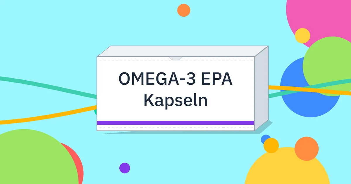 Symbolbild: Packung mit der Aufschrift OMEGA-3 EPA Kapseln (PZN 18839795) – Verfügbarkeit und Bezug in Apotheken in Frankfurt am Main
