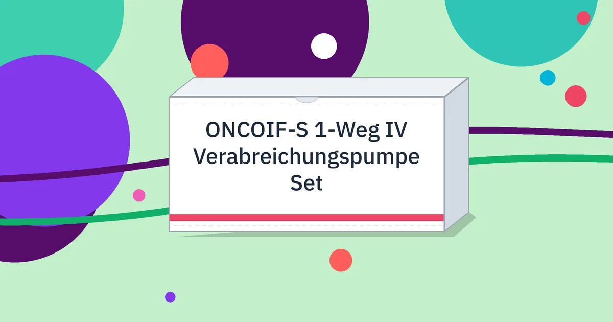 Symbolbild: Packung mit der Aufschrift ONCOIF-S 1-Weg IV Verabreichungspumpe Set (PZN 19466534) – Verfügbarkeit und Bezug in Apotheken in Frankfurt am Main
