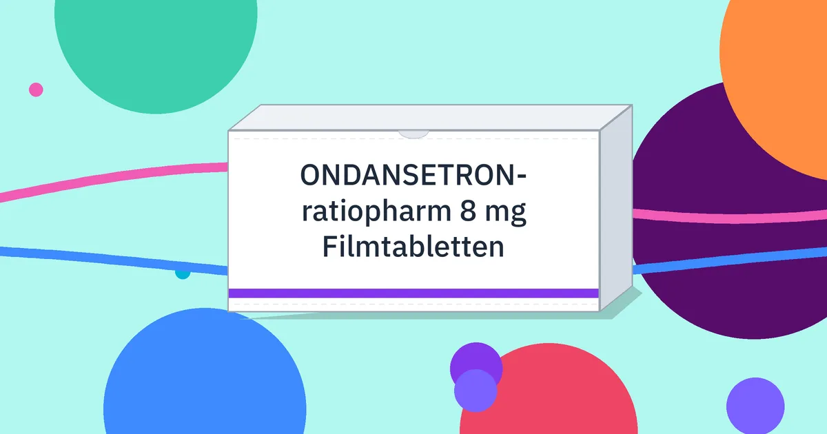 Symbolbild: Packung mit der Aufschrift ONDANSETRON-ratiopharm 8 mg Filmtabletten (PZN 05556653) – Verfügbarkeit und Bezug in Apotheken in Frankfurt am Main