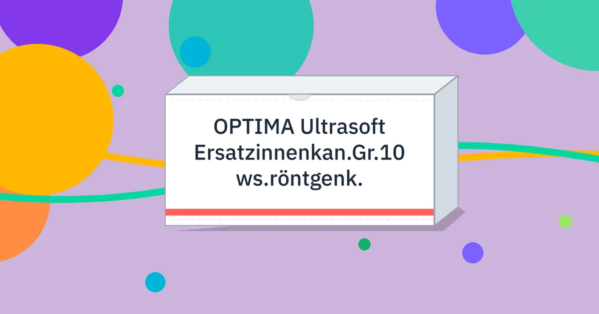 Symbolbild: Packung mit der Aufschrift OPTIMA Ultrasoft Ersatzinnenkan.Gr.10 ws.röntgenk. (PZN 10317519) – Verfügbarkeit und Bezug in Apotheken in Frankfurt am Main