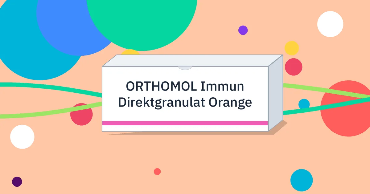 Symbolbild: Packung mit der Aufschrift ORTHOMOL Immun Direktgranulat Orange (PZN 07145954) – Verfügbarkeit und Bezug in Apotheken in Frankfurt am Main