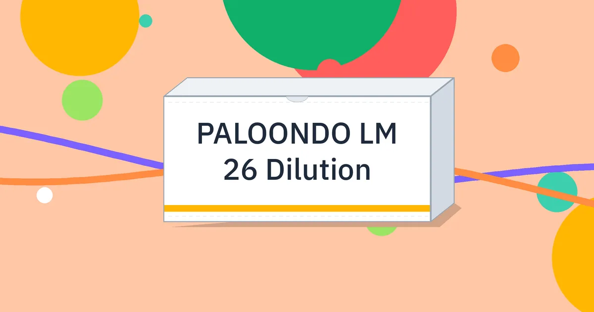 Symbolbild: Packung mit der Aufschrift PALOONDO LM 26 Dilution (PZN 13630493) – Verfügbarkeit und Bezug in Apotheken in Frankfurt am Main