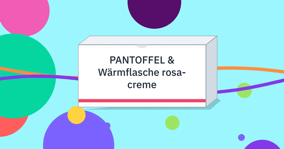 Symbolbild: Packung mit der Aufschrift PANTOFFEL & Wärmflasche rosa-creme (PZN 12477291) – Verfügbarkeit und Bezug in Apotheken in Frankfurt am Main