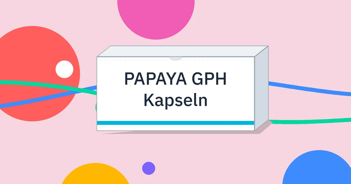Symbolbild: Packung mit der Aufschrift PAPAYA GPH Kapseln (PZN 03448847) – Verfügbarkeit und Bezug in Apotheken in Frankfurt am Main