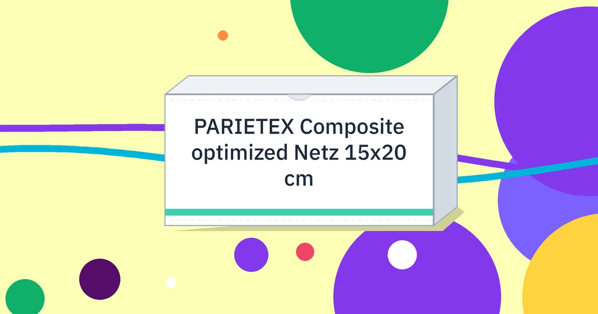 Symbolbild: Packung mit der Aufschrift PARIETEX Composite optimized Netz 15x20 cm (PZN 18258259) – Verfügbarkeit und Bezug in Apotheken in Frankfurt am Main