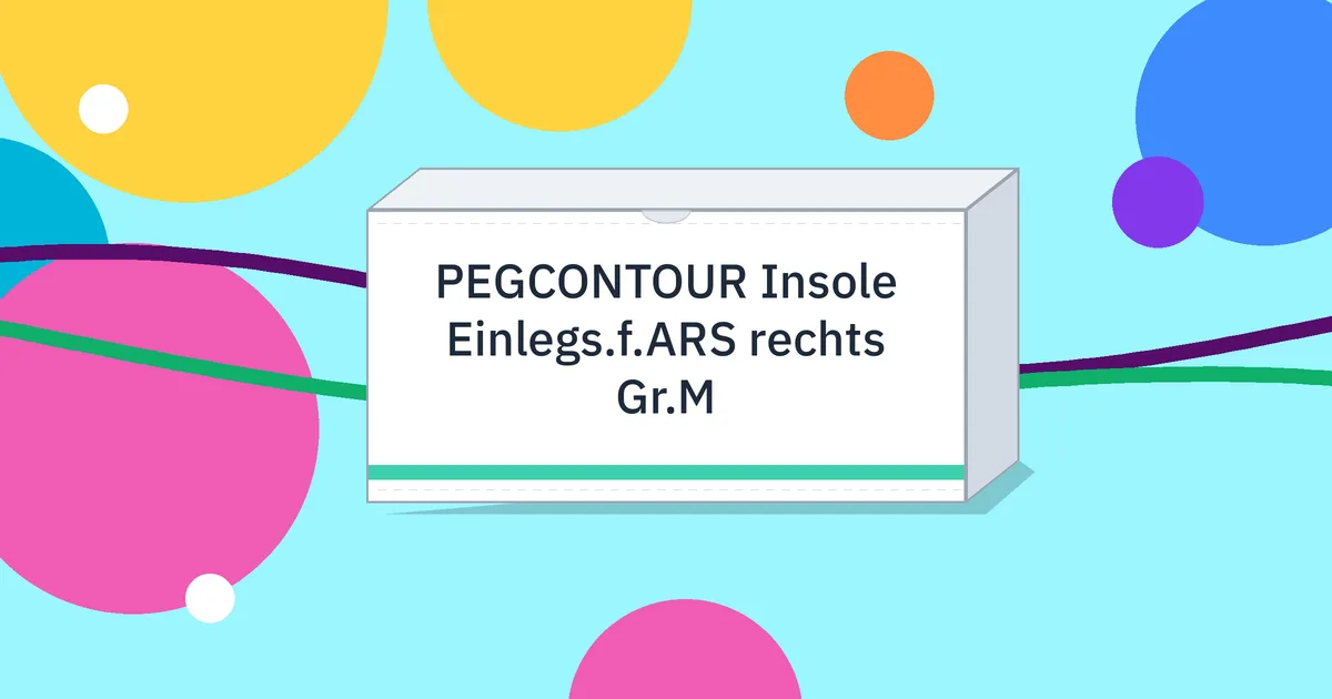 Symbolbild: Packung mit der Aufschrift PEGCONTOUR Insole Einlegs.f.ARS rechts Gr.M (PZN 14255761) – Verfügbarkeit und Bezug in Apotheken in Frankfurt am Main