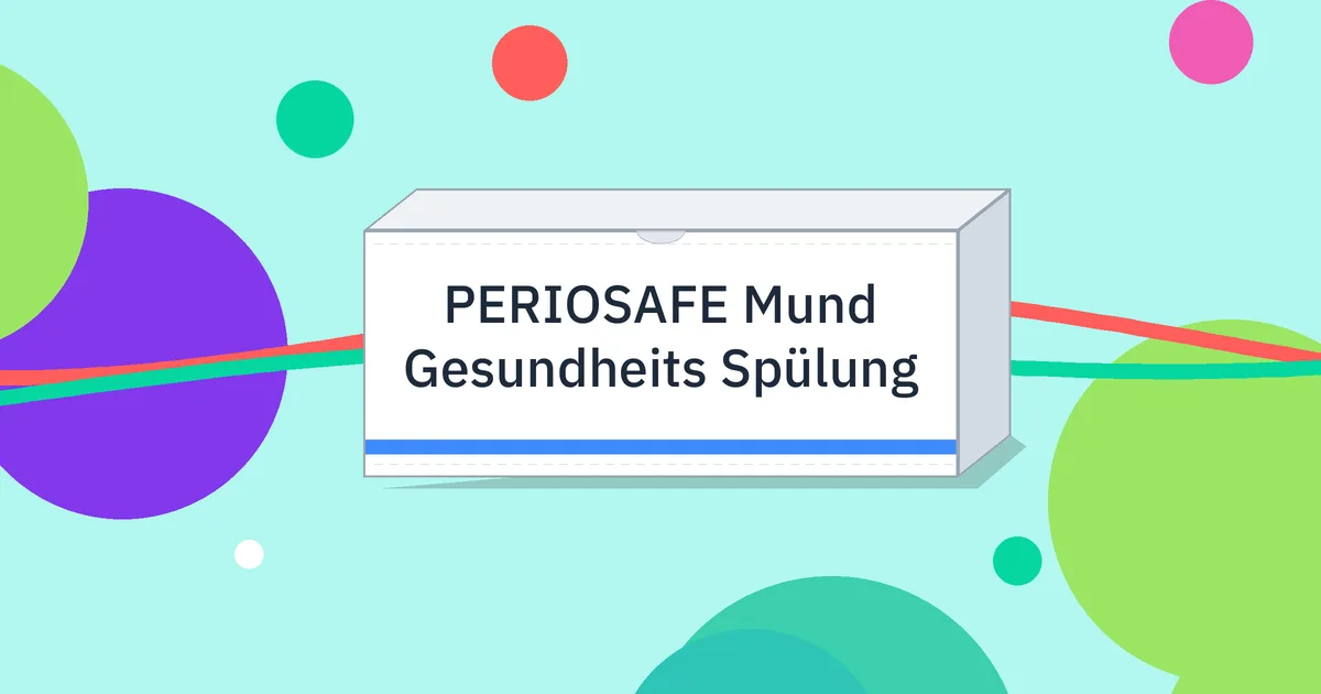 Symbolbild: Packung mit der Aufschrift PERIOSAFE Mund Gesundheits Spülung (PZN 00023159) – Verfügbarkeit und Bezug in Apotheken in Frankfurt am Main