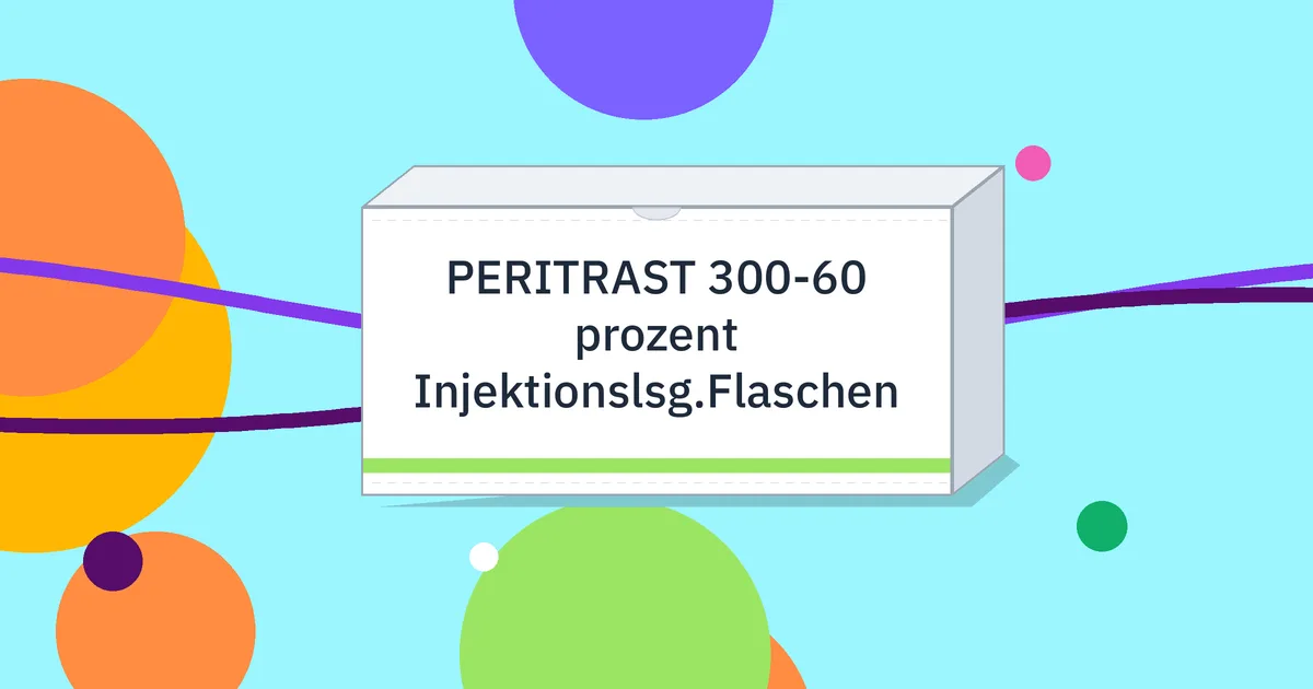 Symbolbild: Packung mit der Aufschrift PERITRAST 300-60 prozent Injektionslsg.Flaschen (PZN 12933665) – Verfügbarkeit und Bezug in Apotheken in Frankfurt am Main