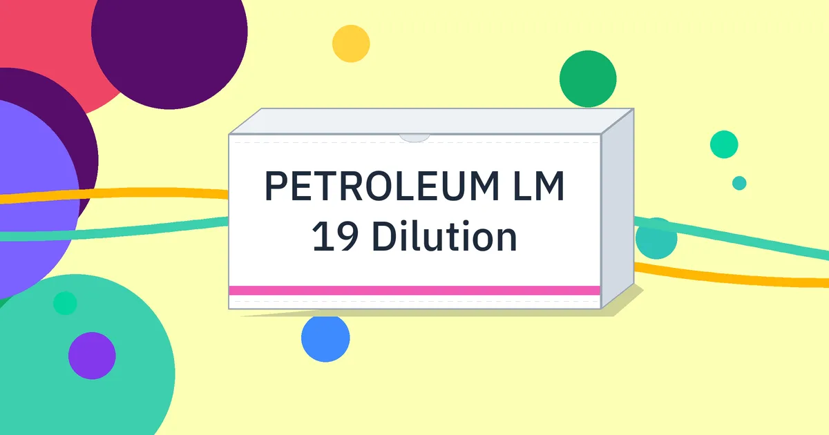 Symbolbild: Packung mit der Aufschrift PETROLEUM LM 19 Dilution (PZN 12977757) – Verfügbarkeit und Bezug in Apotheken in Frankfurt am Main