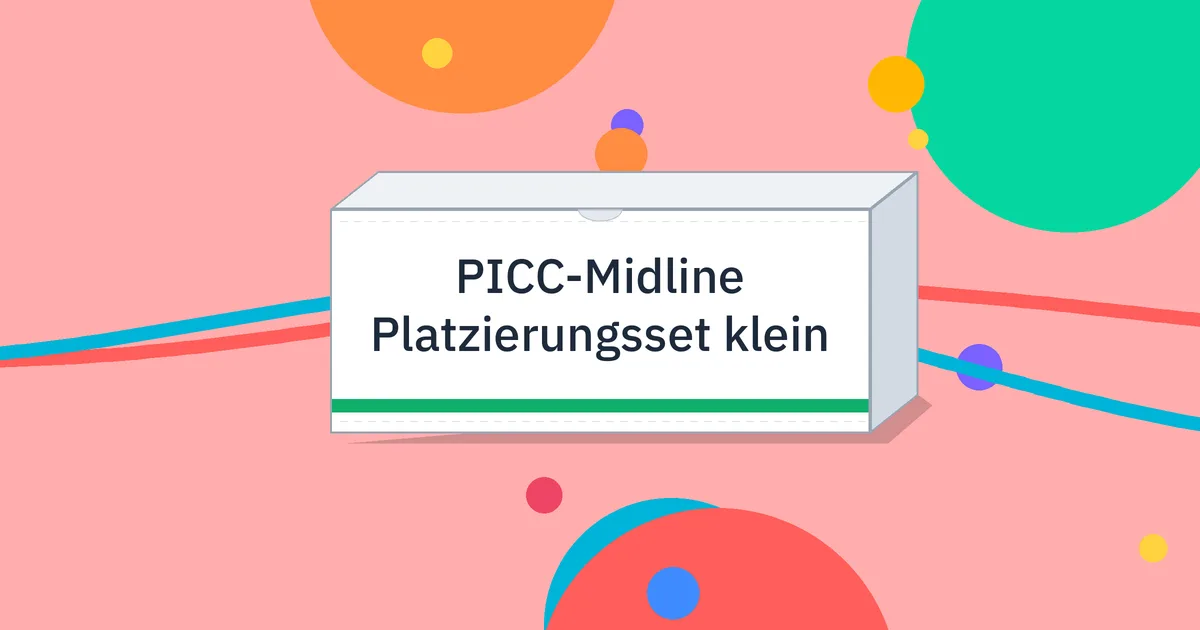 Symbolbild: Packung mit der Aufschrift PICC-Midline Platzierungsset klein (PZN 16615548) – Verfügbarkeit und Bezug in Apotheken in Frankfurt am Main