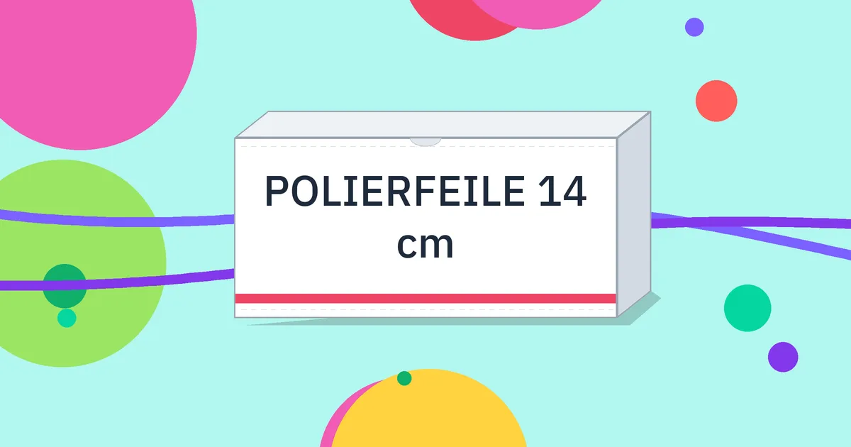 Symbolbild: Packung mit der Aufschrift POLIERFEILE 14 cm (PZN 18390071) – Verfügbarkeit und Bezug in Apotheken in Frankfurt am Main