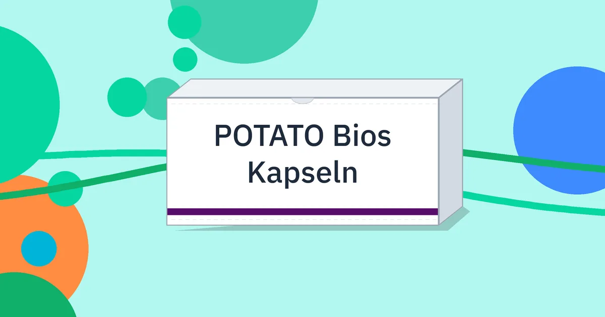 Symbolbild: Packung mit der Aufschrift POTATO Bios Kapseln (PZN 09180647) – Verfügbarkeit und Bezug in Apotheken in Frankfurt am Main