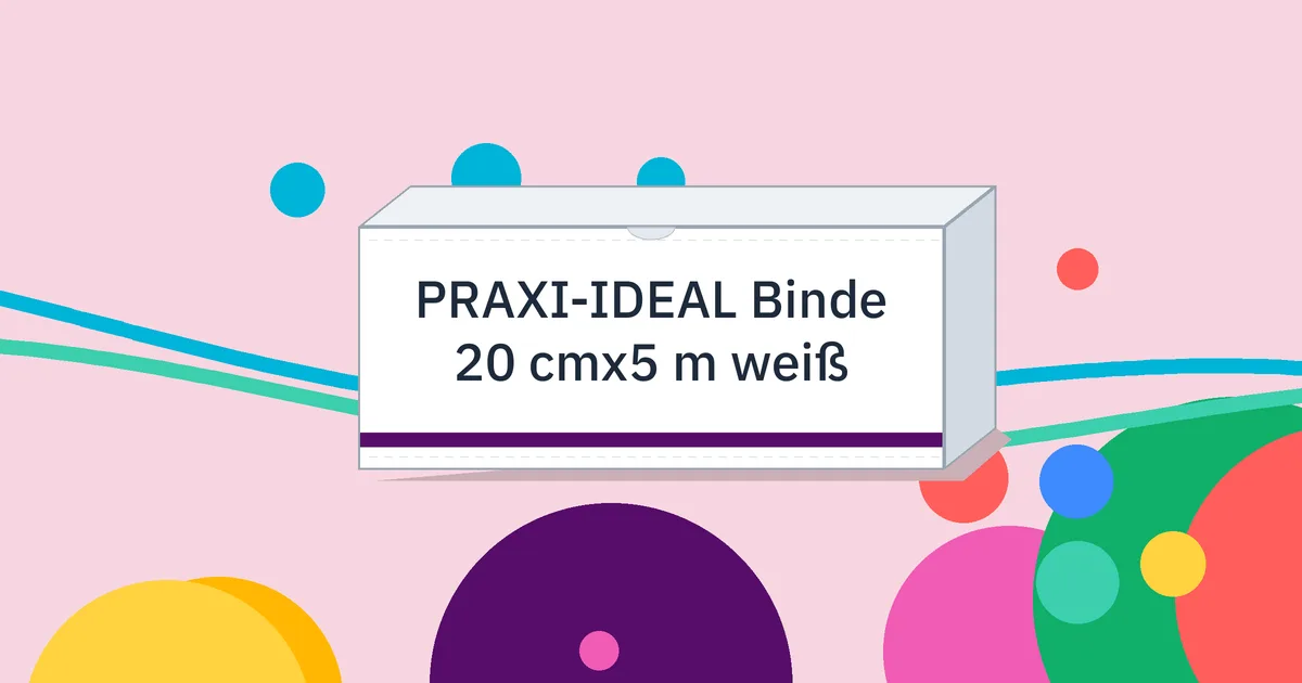 Symbolbild: Packung mit der Aufschrift PRAXI-IDEAL Binde 20 cmx5 m weiß (PZN 12826892) – Verfügbarkeit und Bezug in Apotheken in Frankfurt am Main