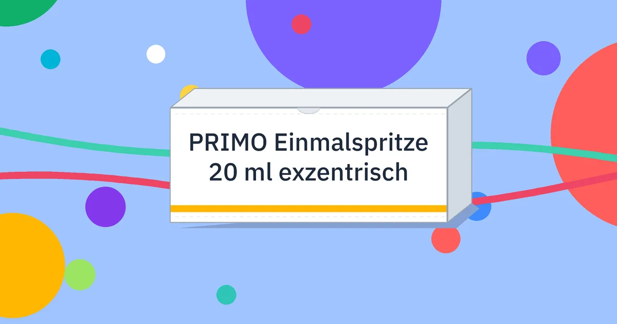 Symbolbild: Packung mit der Aufschrift PRIMO Einmalspritze 20 ml exzentrisch (PZN 02363847) – Verfügbarkeit und Bezug in Apotheken in Frankfurt am Main