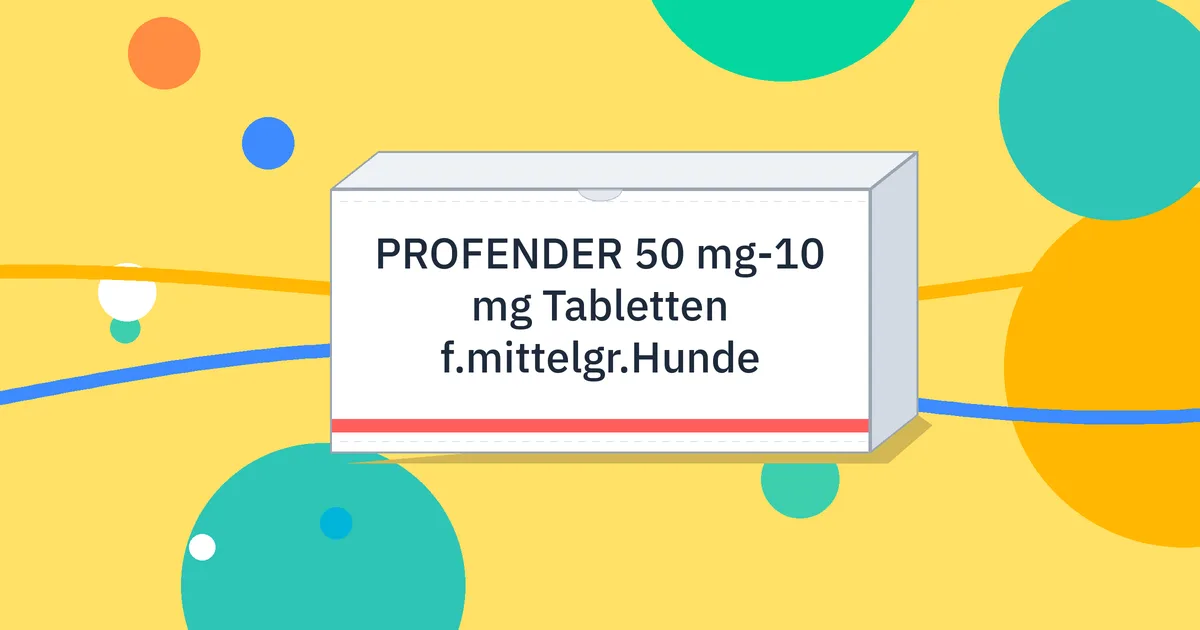 Symbolbild: Packung mit der Aufschrift PROFENDER 50 mg-10 mg Tabletten f.mittelgr.Hunde (PZN 00052735) – Verfügbarkeit und Bezug in Apotheken in Frankfurt am Main
