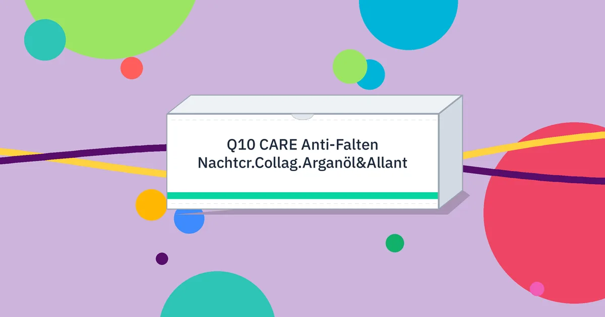 Symbolbild: Packung mit der Aufschrift Q10 CARE Anti-Falten Nachtcr.Collag.Arganöl&Allant (PZN 19961334) – Verfügbarkeit und Bezug in Apotheken in Frankfurt am Main