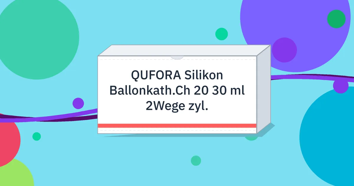 Symbolbild: Packung mit der Aufschrift QUFORA Silikon Ballonkath.Ch 20 30 ml 2Wege zyl. (PZN 05129299) – Verfügbarkeit und Bezug in Apotheken in Frankfurt am Main