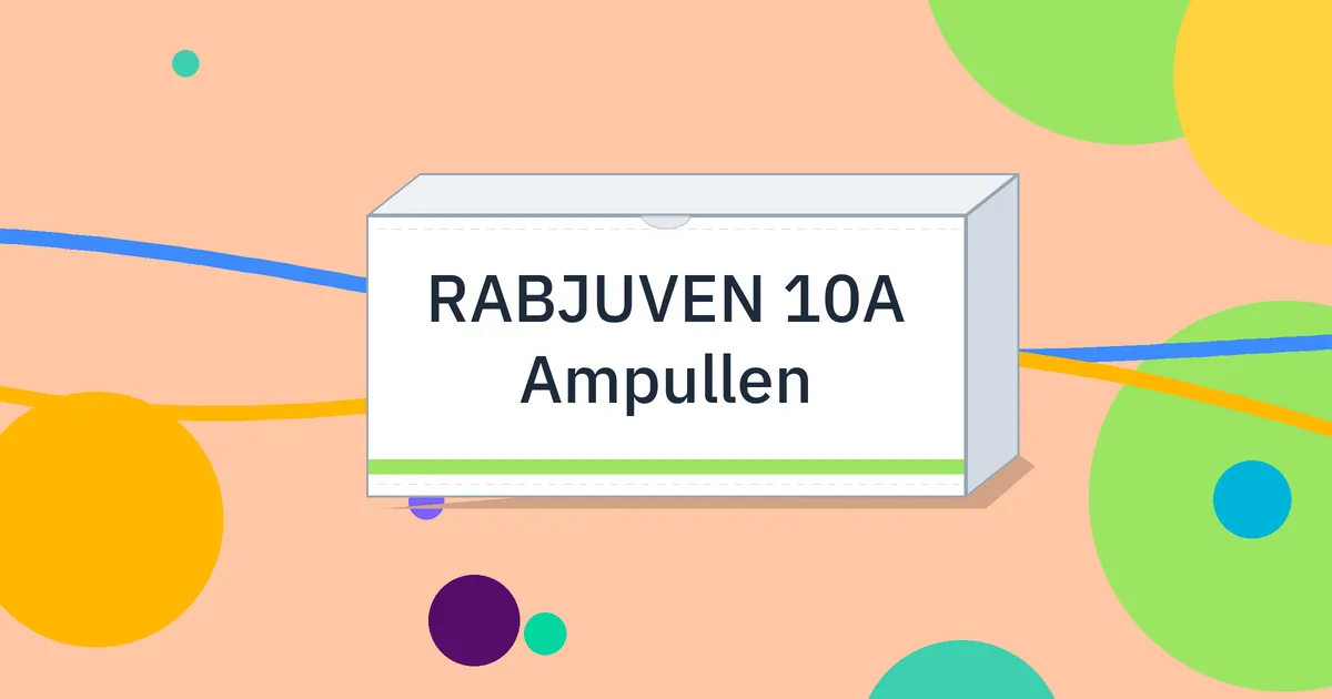 Symbolbild: Packung mit der Aufschrift RABJUVEN 10A Ampullen (PZN 06959666) – Verfügbarkeit und Bezug in Apotheken in Frankfurt am Main