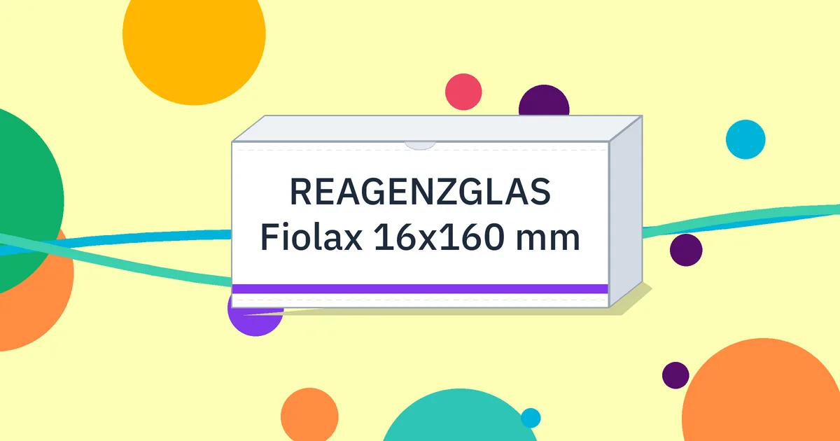 Symbolbild: Packung mit der Aufschrift REAGENZGLAS Fiolax 16x160 mm (PZN 01735376) – Verfügbarkeit und Bezug in Apotheken in Frankfurt am Main