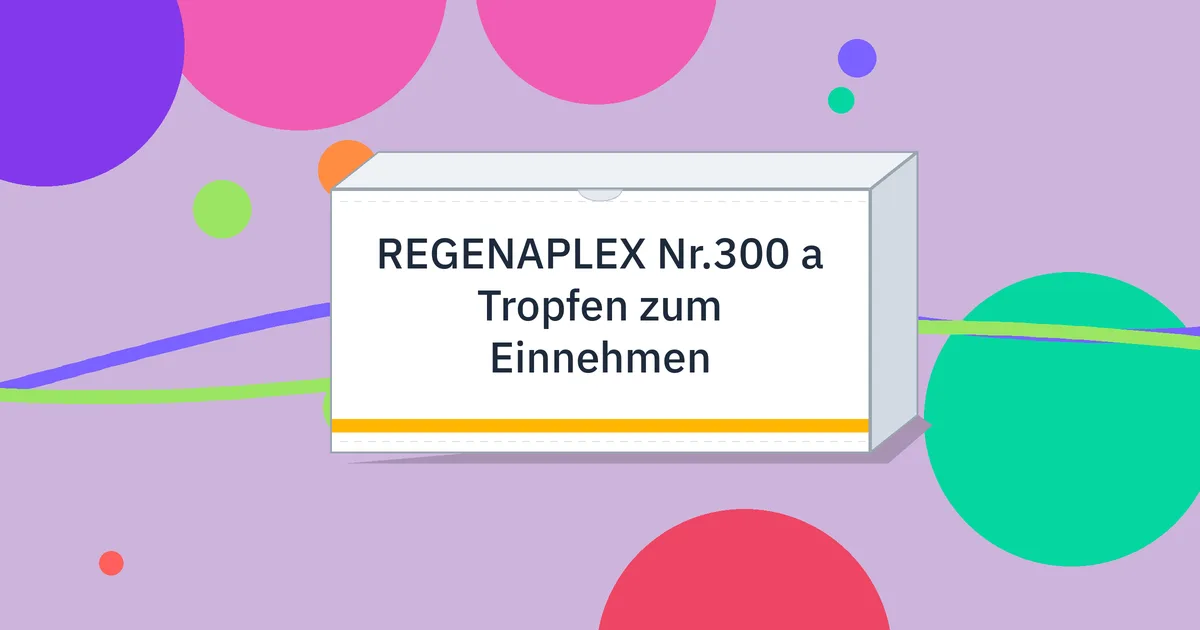 Symbolbild: Packung mit der Aufschrift REGENAPLEX Nr.300 a Tropfen zum Einnehmen (PZN 07137630) – Verfügbarkeit und Bezug in Apotheken in Frankfurt am Main
