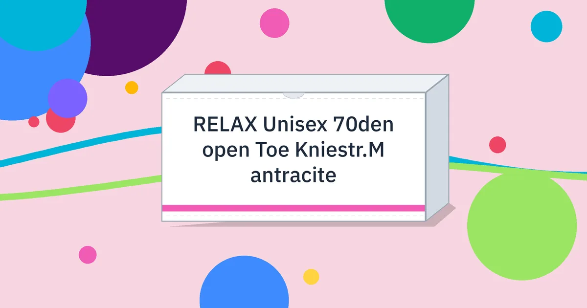 Symbolbild: Packung mit der Aufschrift RELAX Unisex 70den open Toe Kniestr.M antracite (PZN 16224724) – Verfügbarkeit und Bezug in Apotheken in Frankfurt am Main
