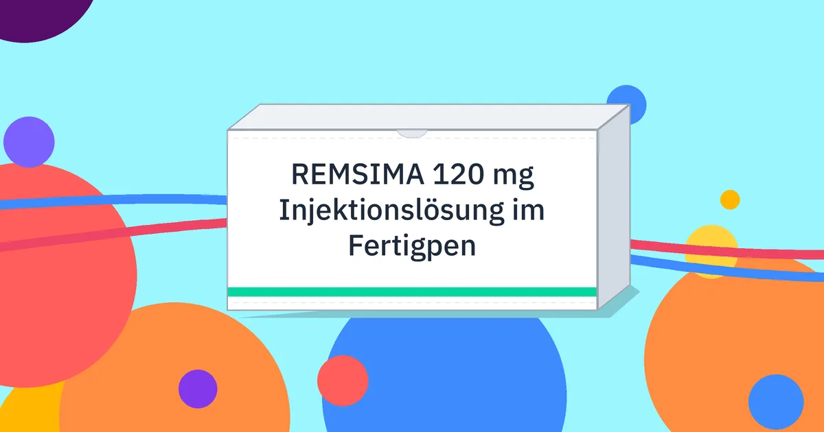 Symbolbild: Packung mit der Aufschrift REMSIMA 120 mg Injektionslösung im Fertigpen (PZN 16200787) – Verfügbarkeit und Bezug in Apotheken in Frankfurt am Main