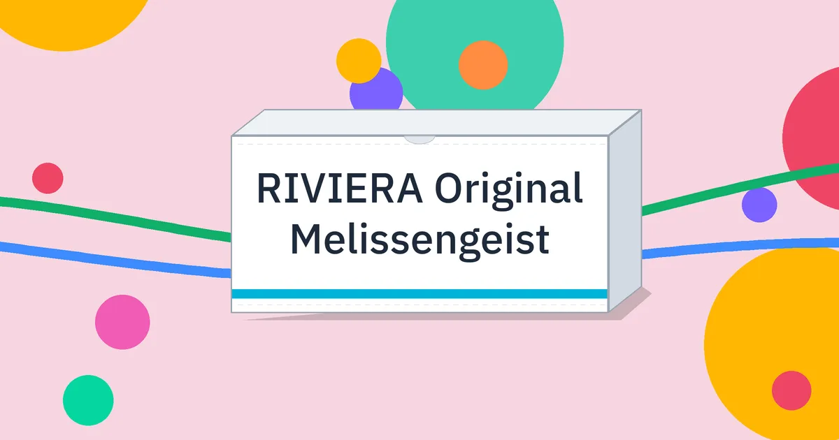 Symbolbild: Packung mit der Aufschrift RIVIERA Original Melissengeist (PZN 19992688) – Verfügbarkeit und Bezug in Apotheken in Frankfurt am Main