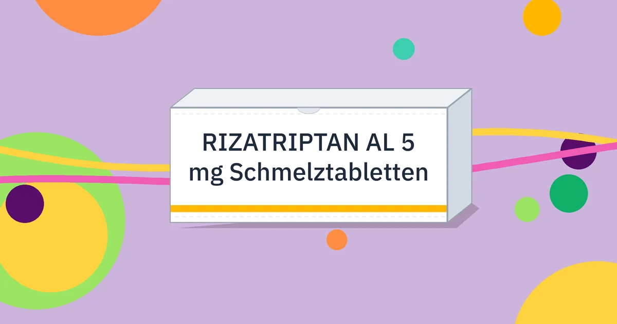 Symbolbild: Packung mit der Aufschrift RIZATRIPTAN AL 5 mg Schmelztabletten (PZN 01494814) – Verfügbarkeit und Bezug in Apotheken in Frankfurt am Main