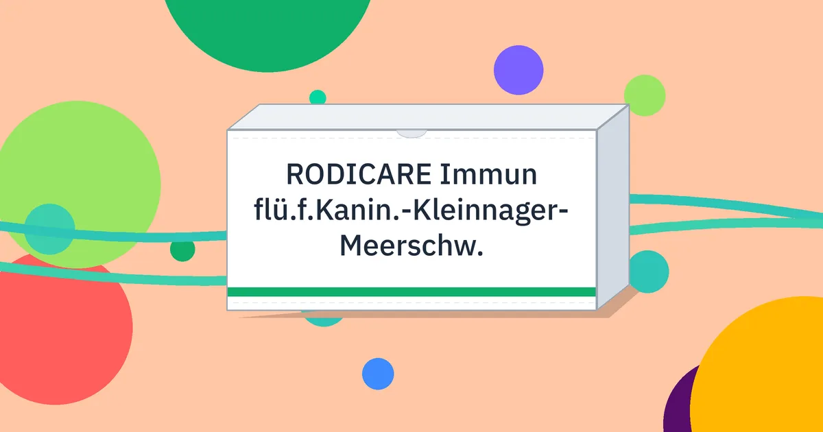Symbolbild: Packung mit der Aufschrift RODICARE Immun flü.f.Kanin.-Kleinnager-Meerschw. (PZN 13360786) – Verfügbarkeit und Bezug in Apotheken in Frankfurt am Main