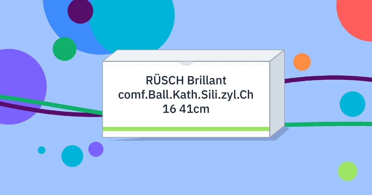 Symbolbild: Packung mit der Aufschrift RÜSCH Brillant comf.Ball.Kath.Sili.zyl.Ch 16 41cm (PZN 02369927) – Verfügbarkeit und Bezug in Apotheken in Frankfurt am Main