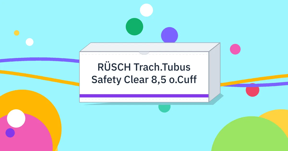 Symbolbild: Packung mit der Aufschrift RÜSCH Trach.Tubus Safety Clear 8,5 o.Cuff (PZN 04247648) – Verfügbarkeit und Bezug in Apotheken in Frankfurt am Main