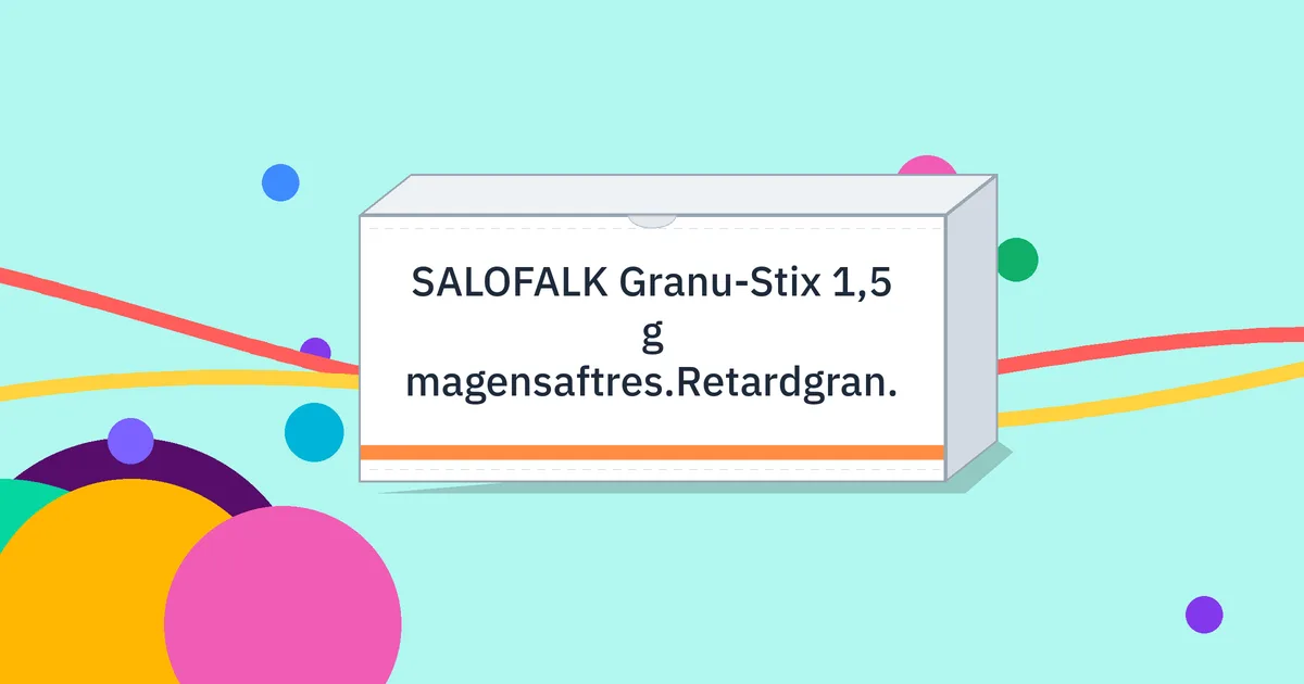 Symbolbild: Packung mit der Aufschrift SALOFALK Granu-Stix 1,5 g magensaftres.Retardgran. (PZN 06785657) – Verfügbarkeit und Bezug in Apotheken in Frankfurt am Main