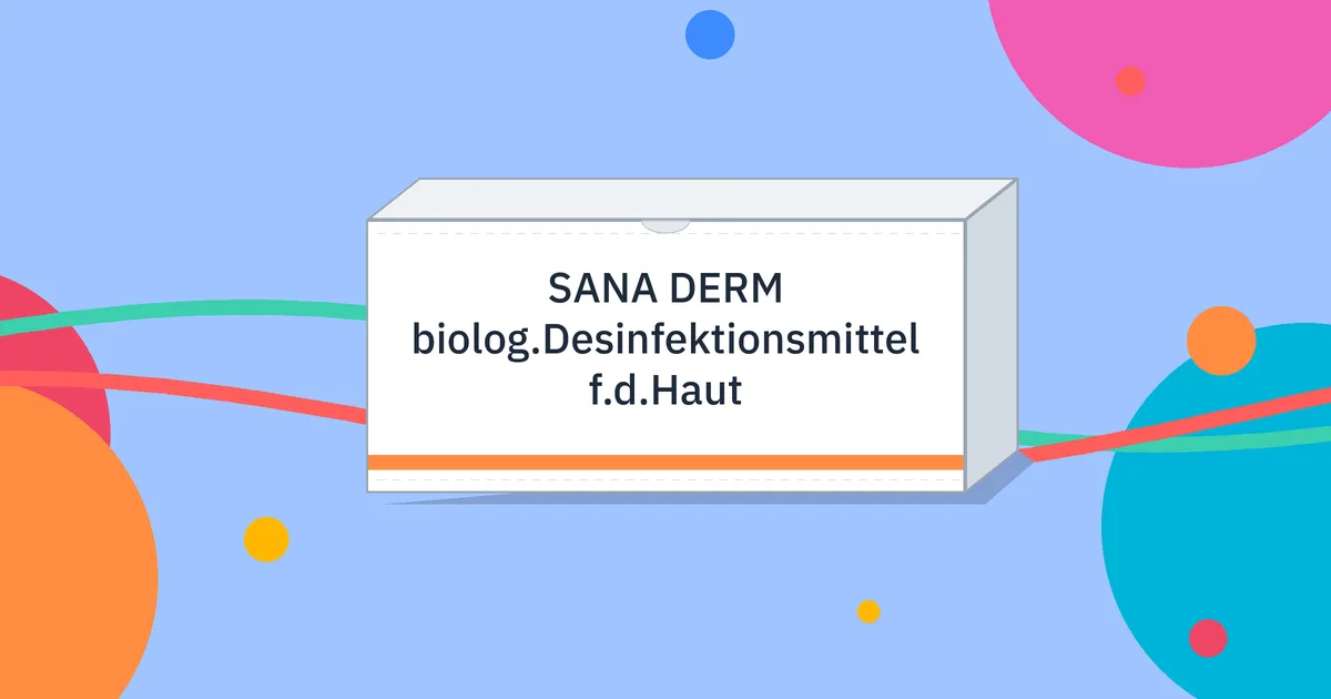 Symbolbild: Packung mit der Aufschrift SANA DERM biolog.Desinfektionsmittel f.d.Haut (PZN 15530212) – Verfügbarkeit und Bezug in Apotheken in Frankfurt am Main