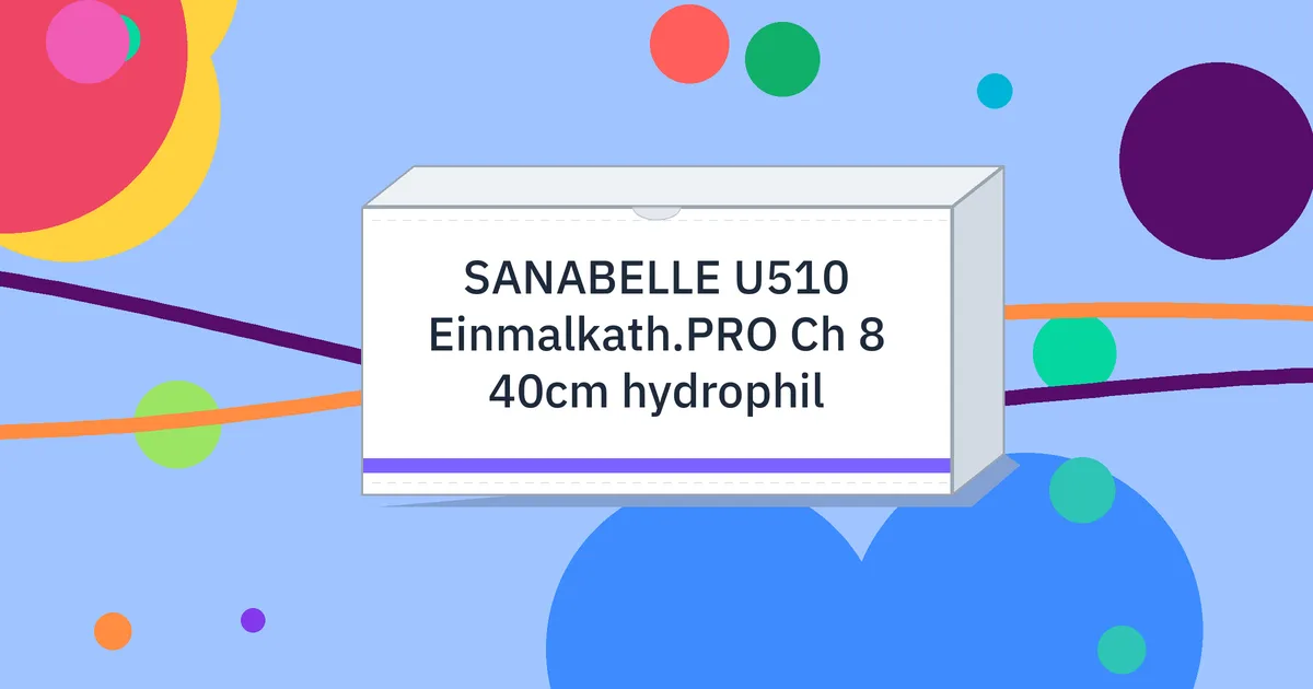 Symbolbild: Packung mit der Aufschrift SANABELLE U510 Einmalkath.PRO Ch 8 40cm hydrophil (PZN 13723585) – Verfügbarkeit und Bezug in Apotheken in Frankfurt am Main