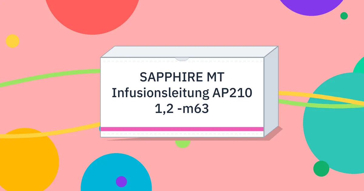 Symbolbild: Packung mit der Aufschrift SAPPHIRE MT Infusionsleitung AP210 1,2 -m63 (PZN 18883365) – Verfügbarkeit und Bezug in Apotheken in Frankfurt am Main