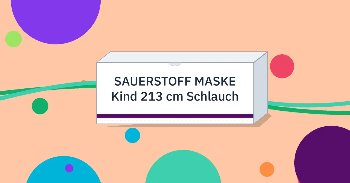 Symbolbild: Packung mit der Aufschrift SAUERSTOFF MASKE Kind 213 cm Schlauch (PZN 03656095) – Verfügbarkeit und Bezug in Apotheken in Frankfurt am Main