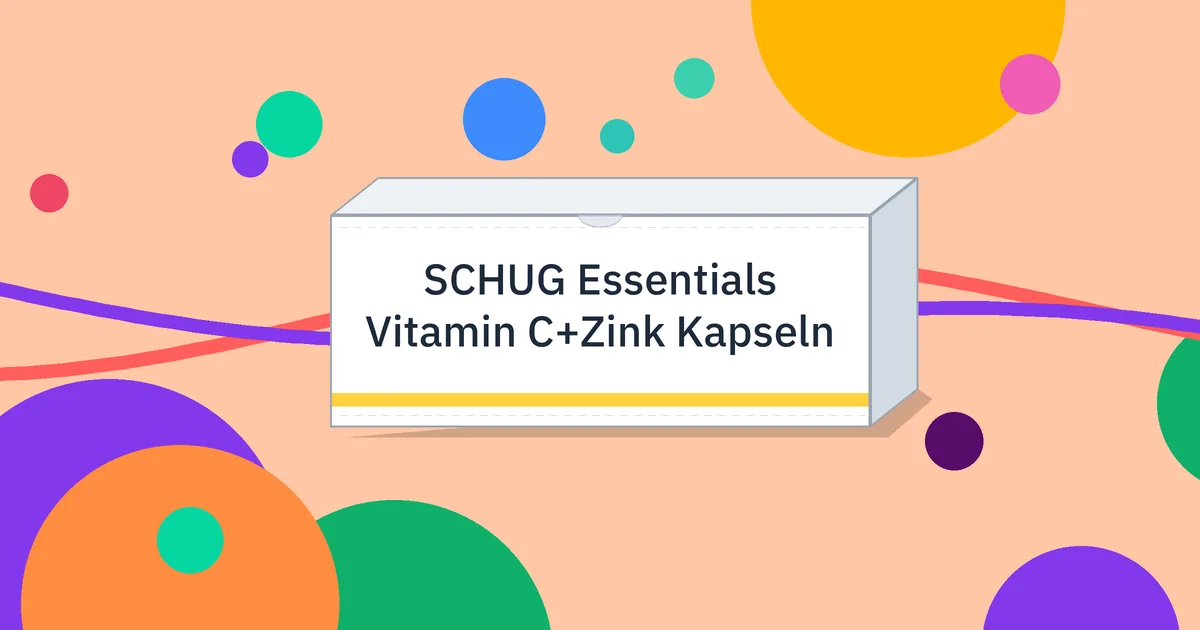Symbolbild: Packung mit der Aufschrift SCHUG Essentials Vitamin C+Zink Kapseln (PZN 17267641) – Verfügbarkeit und Bezug in Apotheken in Frankfurt am Main