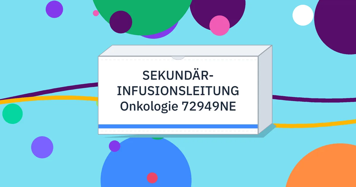 Symbolbild: Packung mit der Aufschrift SEKUNDÄR-INFUSIONSLEITUNG Onkologie 72949NE (PZN 13589247) – Verfügbarkeit und Bezug in Apotheken in Frankfurt am Main