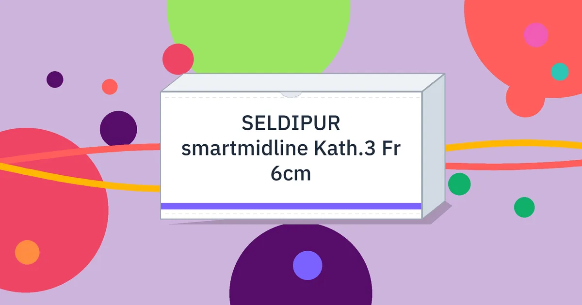 Symbolbild: Packung mit der Aufschrift SELDIPUR smartmidline Kath.3 Fr 6cm (PZN 15263521) – Verfügbarkeit und Bezug in Apotheken in Frankfurt am Main
