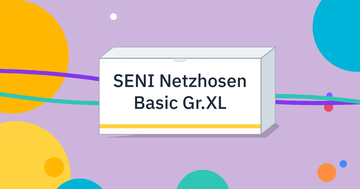 Symbolbild: Packung mit der Aufschrift SENI Netzhosen Basic Gr.XL (PZN 12665213) – Verfügbarkeit und Bezug in Apotheken in Frankfurt am Main