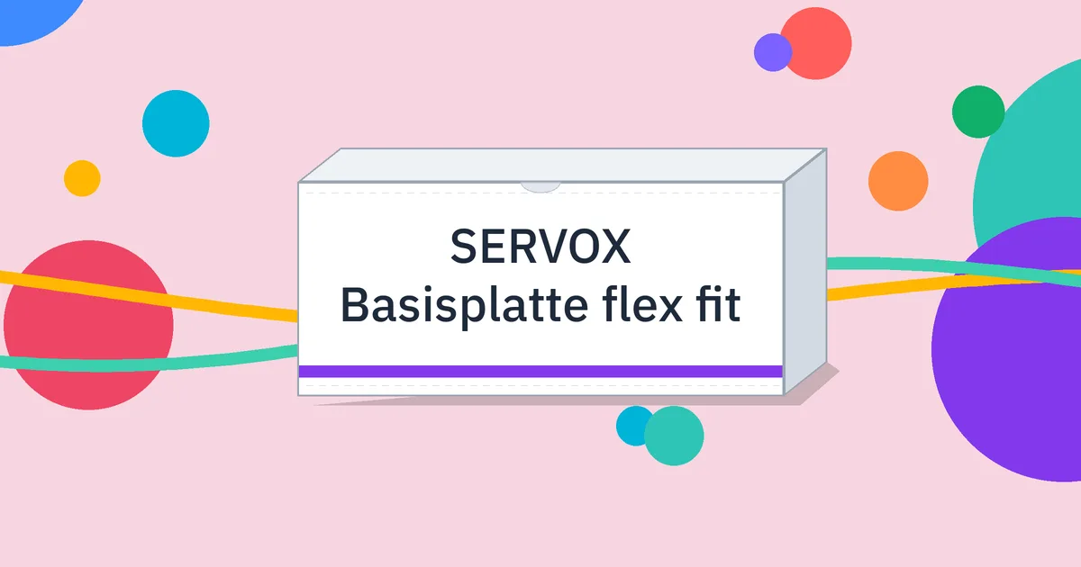 Symbolbild: Packung mit der Aufschrift SERVOX Basisplatte flex fit (PZN 09684460) – Verfügbarkeit und Bezug in Apotheken in Frankfurt am Main
